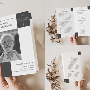 Funeral Program Template for Man With Photo Masculine Order - Etsy