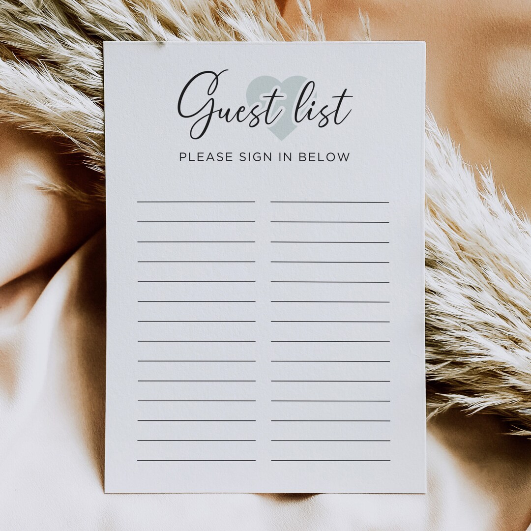 Wedding Guest List Template, Guest Book Alternative, Please Sign Your ...