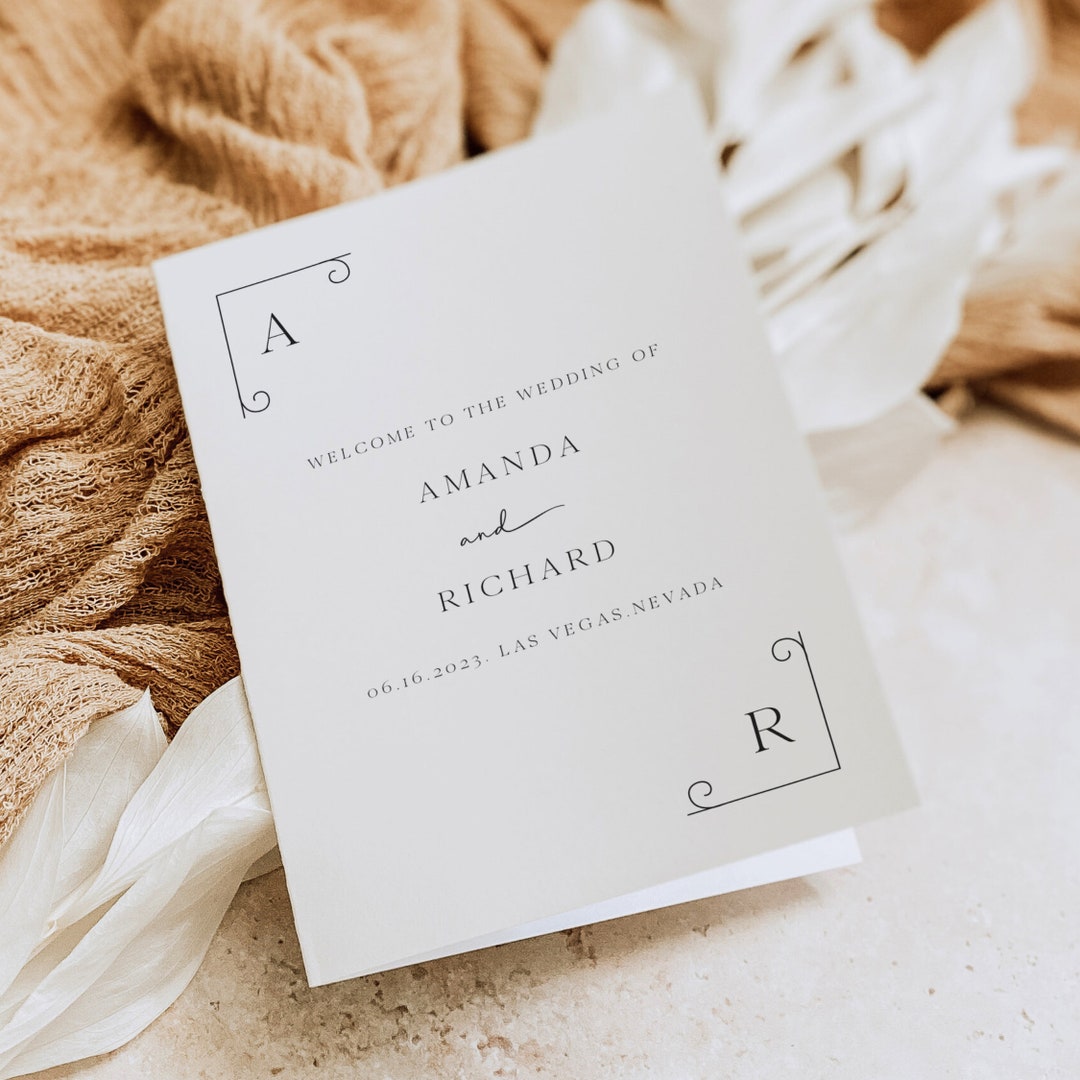Bifold Wedding Programs Template Minimalist Order of Service Booklet ...
