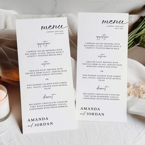 Elegant Wedding Menu Template, Reception Dinner Menu Cards, Minimalist ...