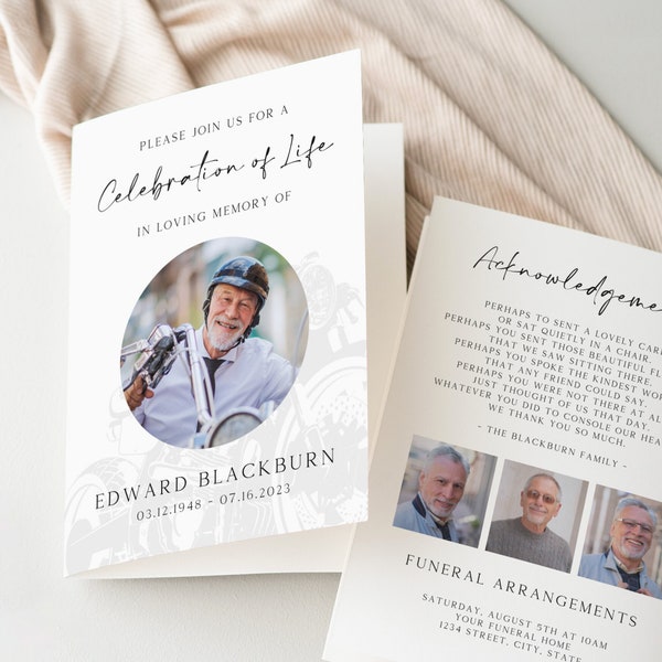 Motorcycle Funeral Program Template - Etsy Motorcycle Funeral Program Template - Etsy