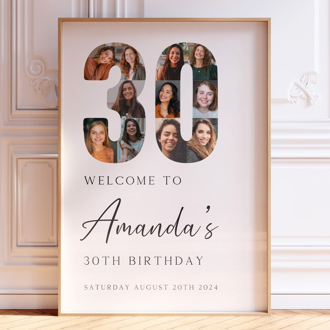 30th Birthday Welcome Sign Collage, Minimal Thirtieth Poster ...