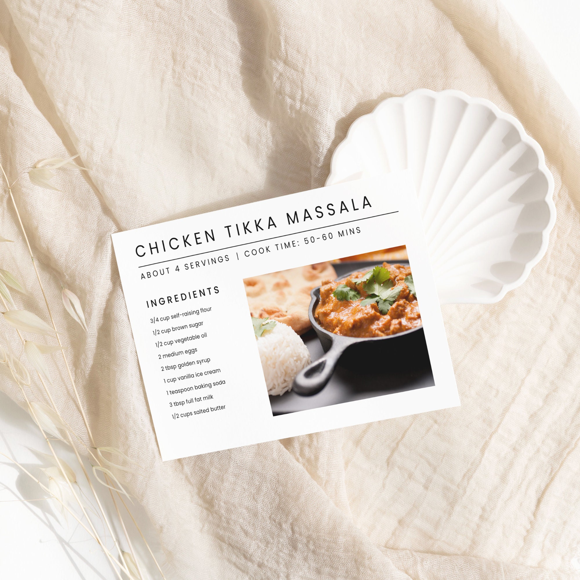 Simple Recipe Cards, Editable Recipe Template, Custom Meal Planning ...