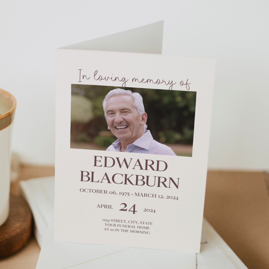 Mens Funeral Program, Obituary Template, Memorial Booklet, Editable on ...