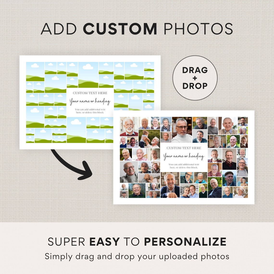 Minimal Photo Collage Board, Picture Montage for 45 Images, Poster Size ...