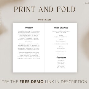 Basic Funeral Program Template Simple Memorial Service - Etsy UK