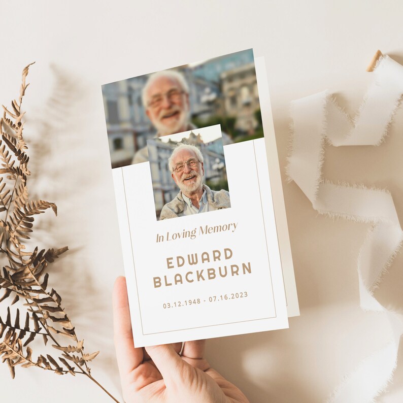 Bifold Funeral Program Template Editable Order of Service - Etsy