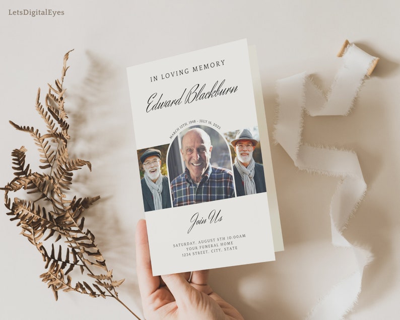 Minimal Funeral Program Template for Man Personalized - Etsy