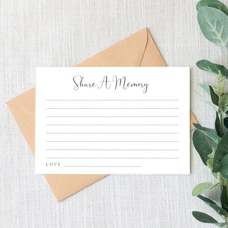 Minimal Share A Memory Sign, Printable Cards, in Loving Memory ...