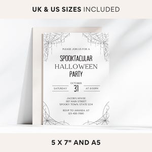 Spider Halloween Party Invitation Template, Gothic Halloween Stationary ...