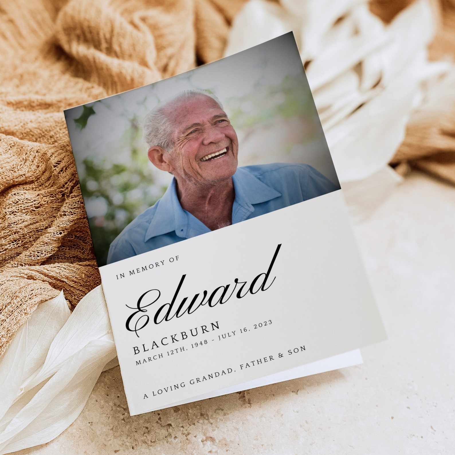 Masculine Funeral Program Template, Order of Service Booklet, Memorial ...