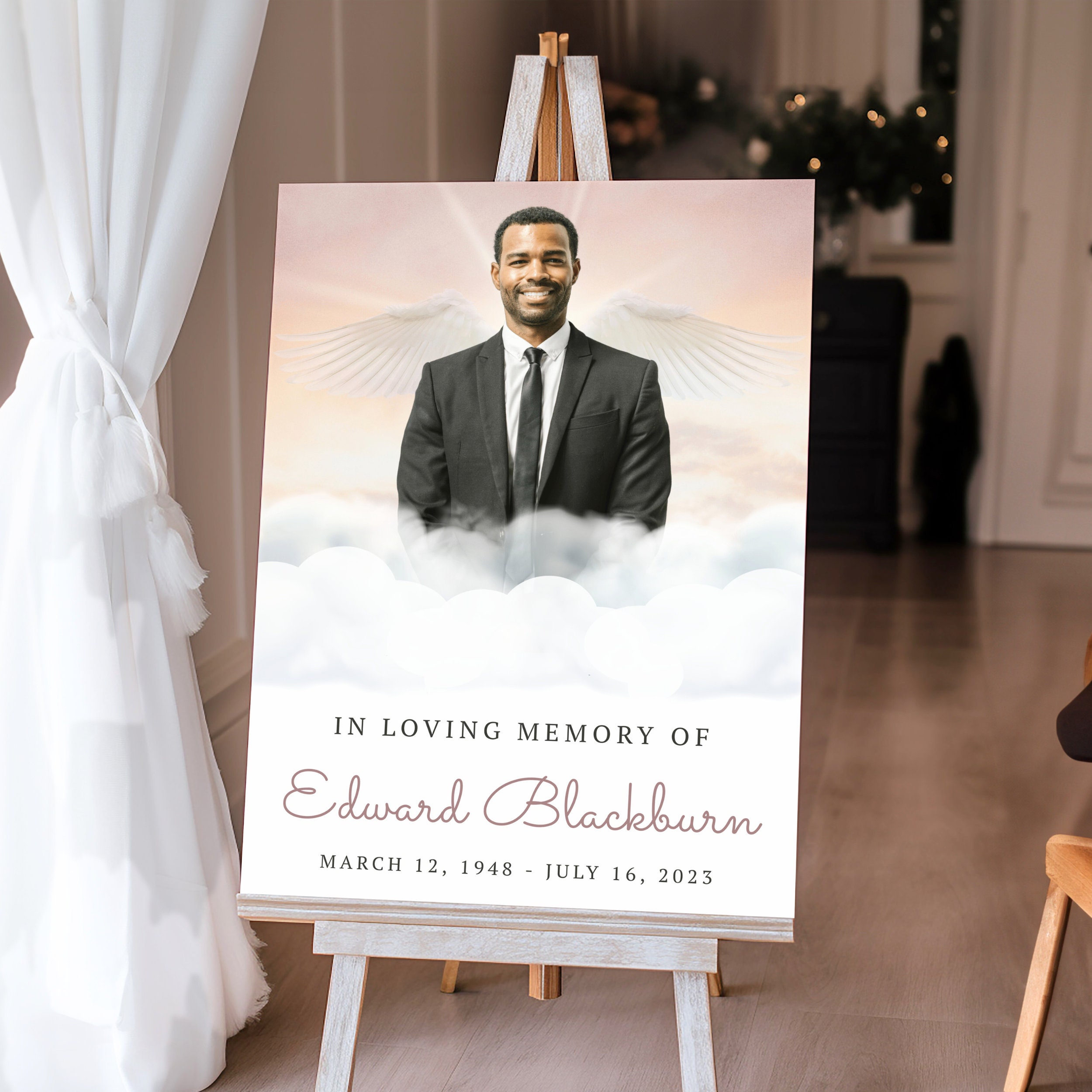 Editable in Loving Memory Sign, Large Funeral Poster, Cloudy Sky ...