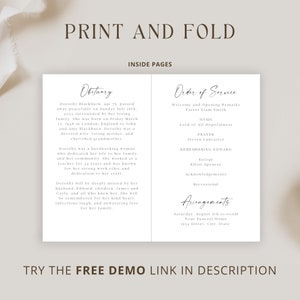 Floral Funeral Program Template for Woman, Lily Flowers, Greenery ...