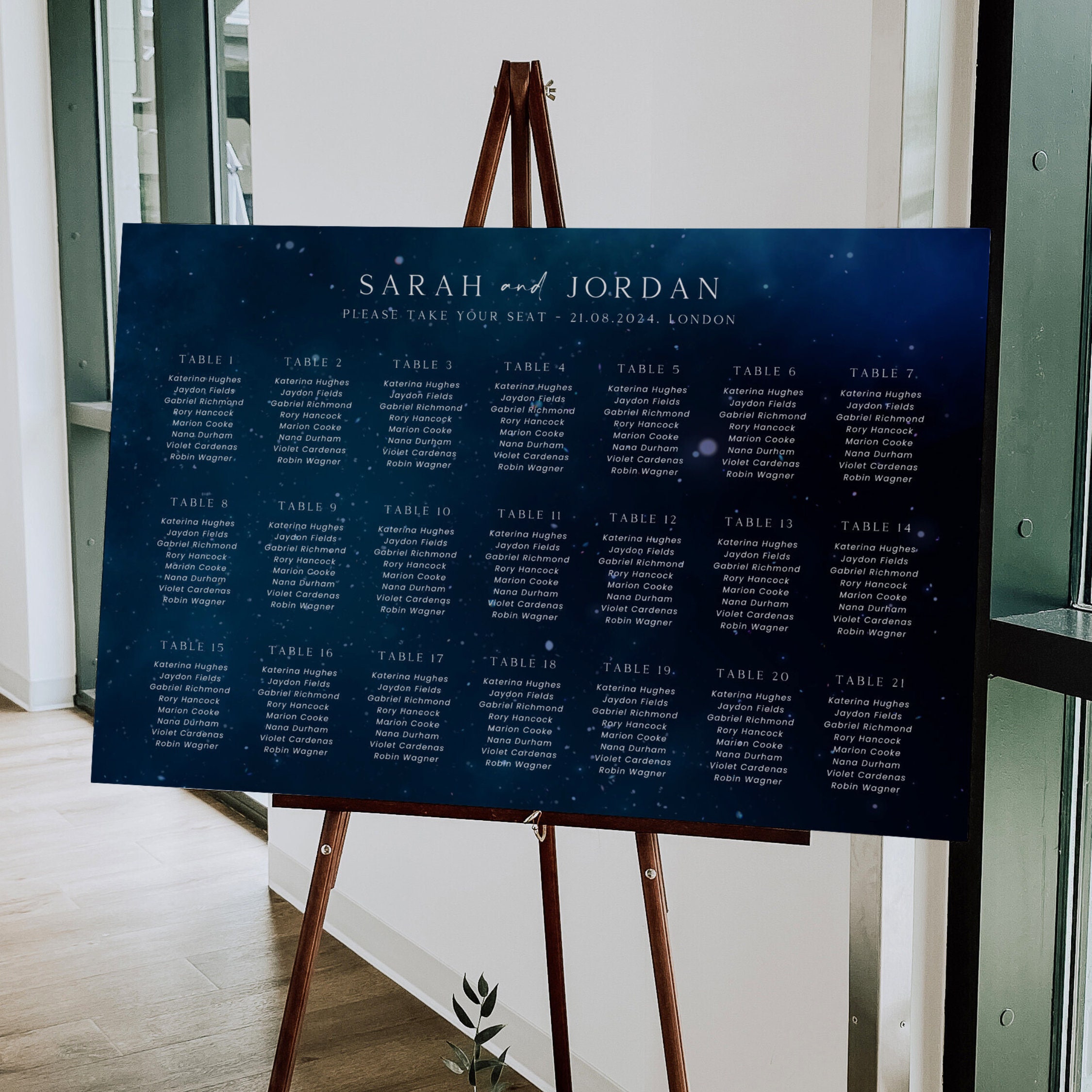 Blue Celestial Seating Chart for Wedding, Astrology Find Your Seat ...