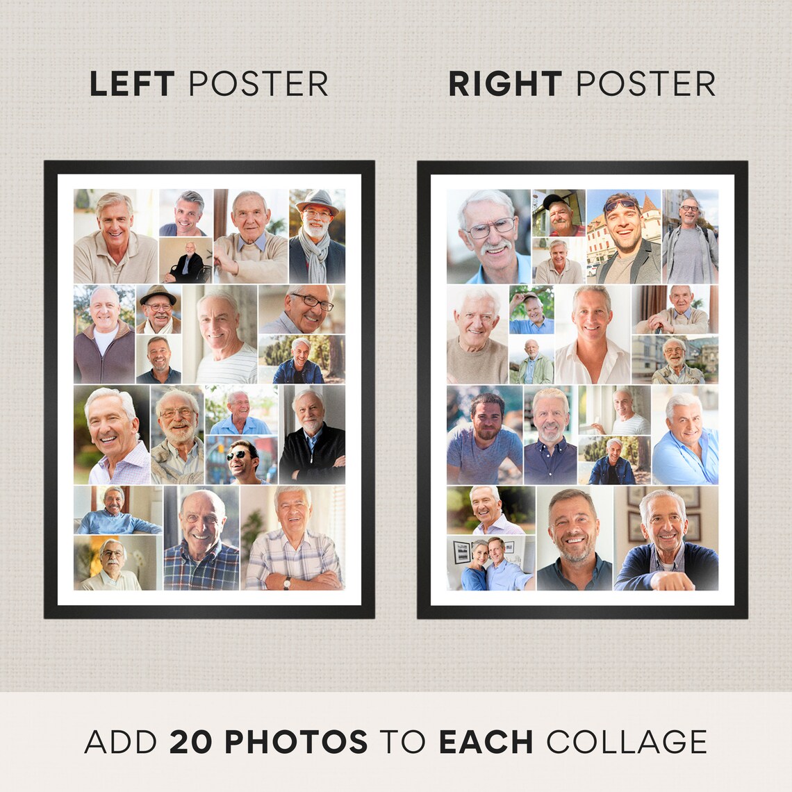 Funeral Heart Collage Set of Posters, in Loving Memory Sign ...