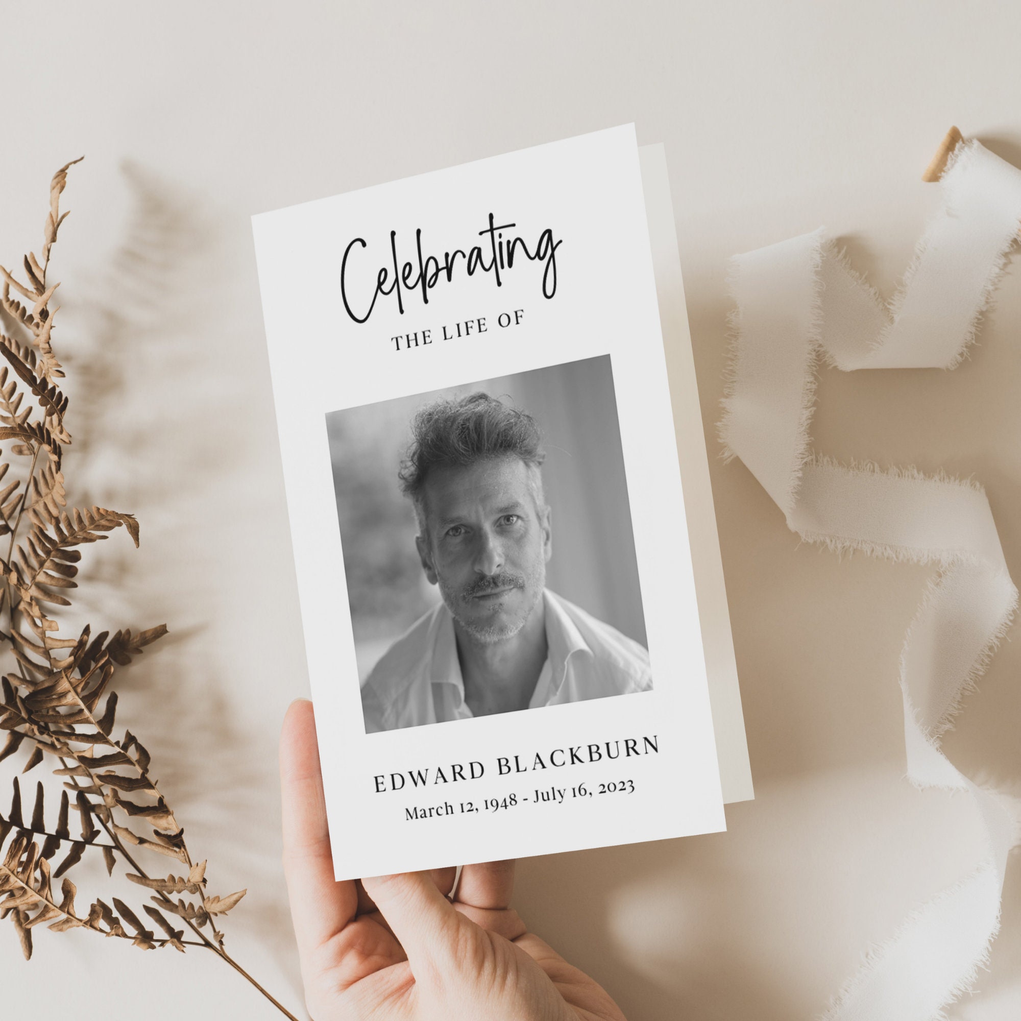 Minimalist Funeral Program Template Simple Obituary Template Memorial ...