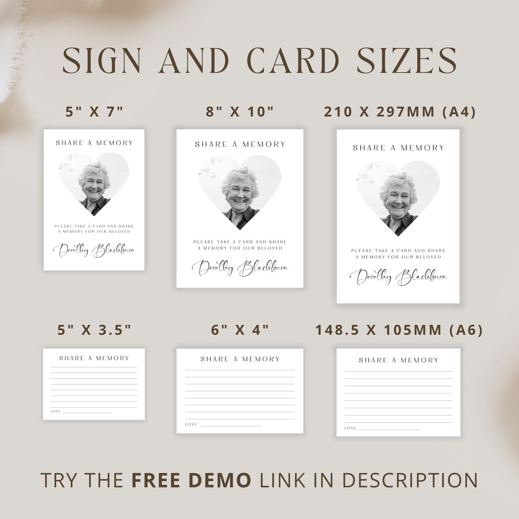 Share A Memory Funeral Sign Template With Printable Cards - Etsy