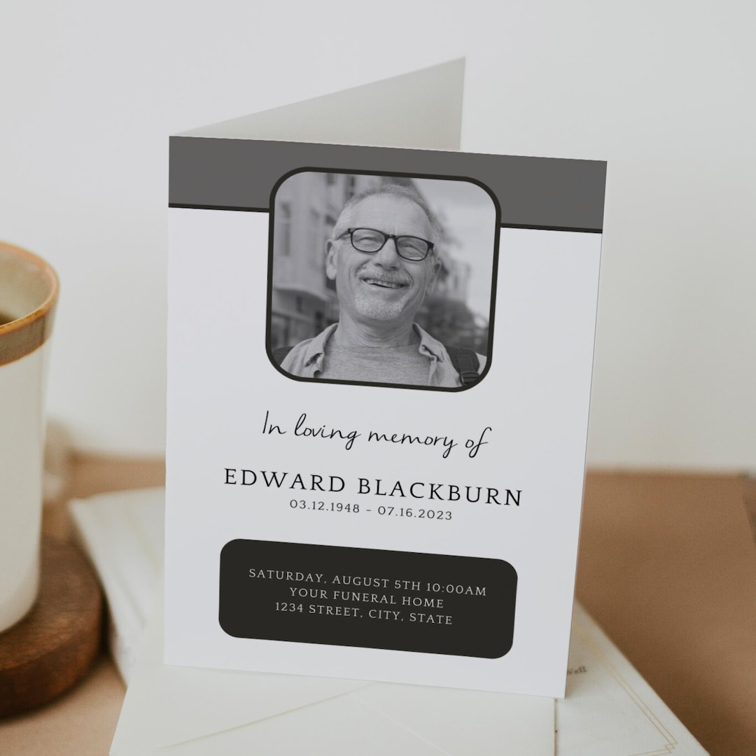Masculine Funeral Program Template for Man, Bifold Funeral Program ...