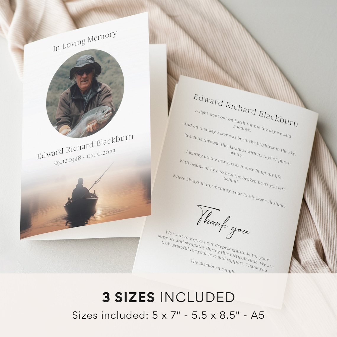 Fishing Funeral Program Template for Man, Anglers Memorial Service ...