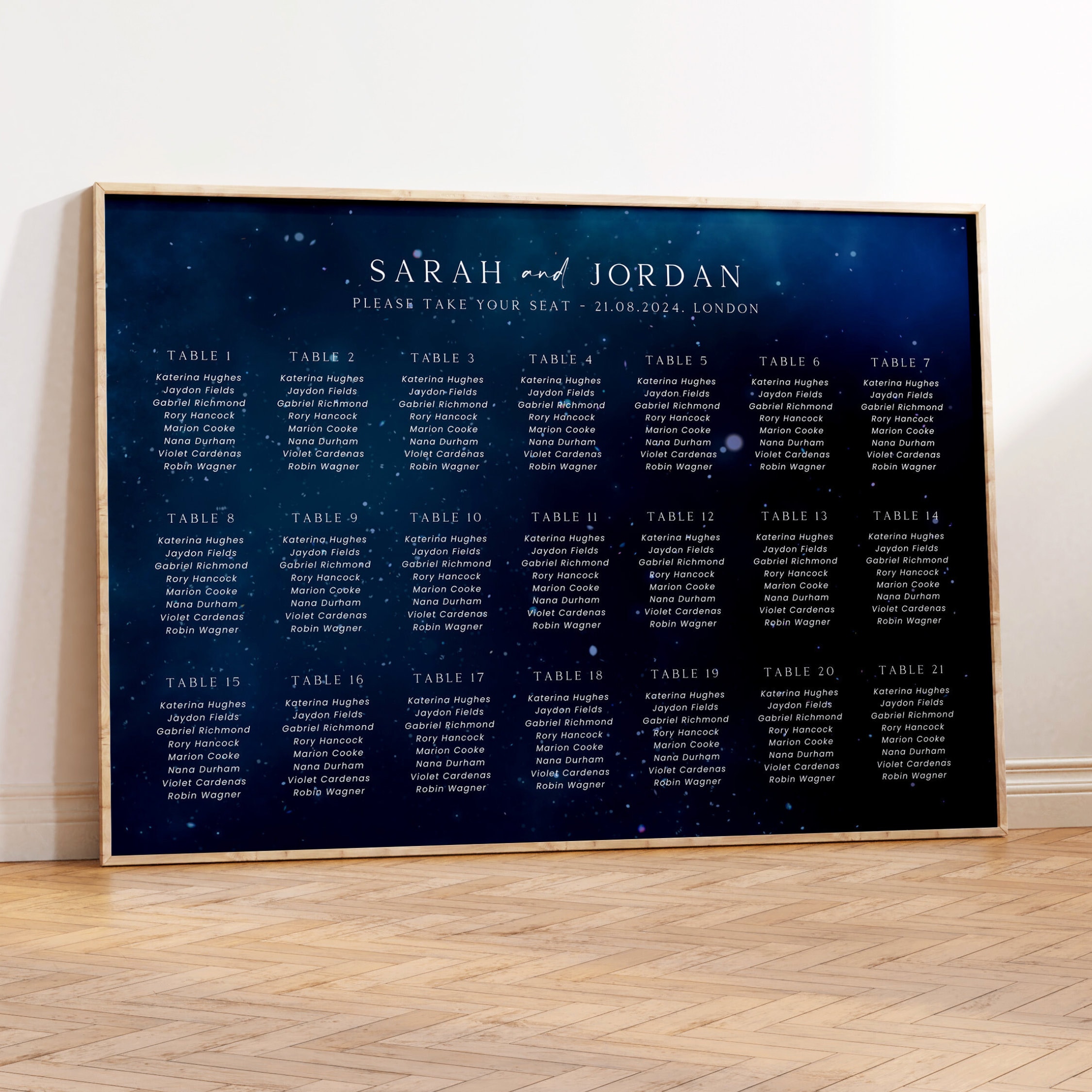 Blue Celestial Seating Chart for Wedding, Astrology Find Your Seat ...
