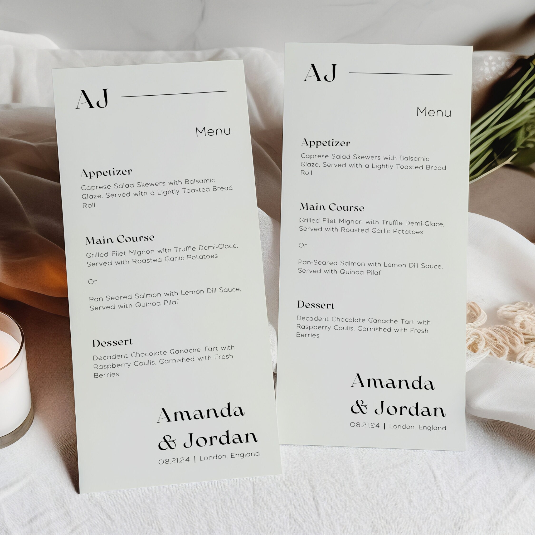 Rustic Wedding Menu Template, Sage Green, Minimalist Dining Card for ...