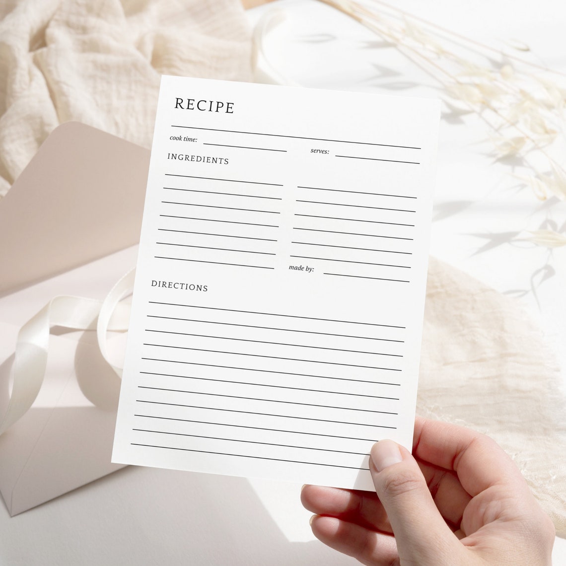 Editable Recipe Template Double Sided Card, Printable Baking Template ...