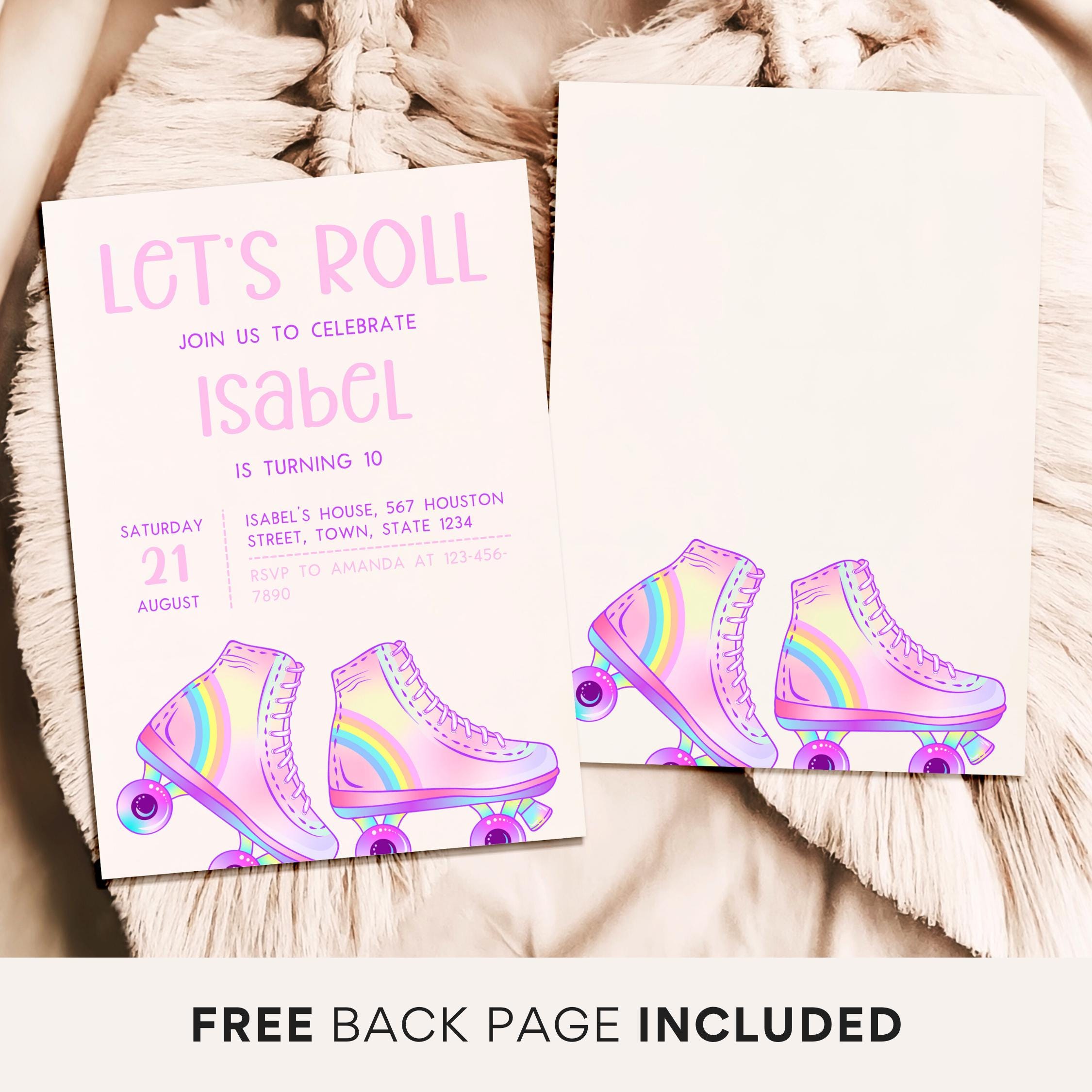 Skate Party Birthday Invitation Template, Lets Roll Invite, Roller ...