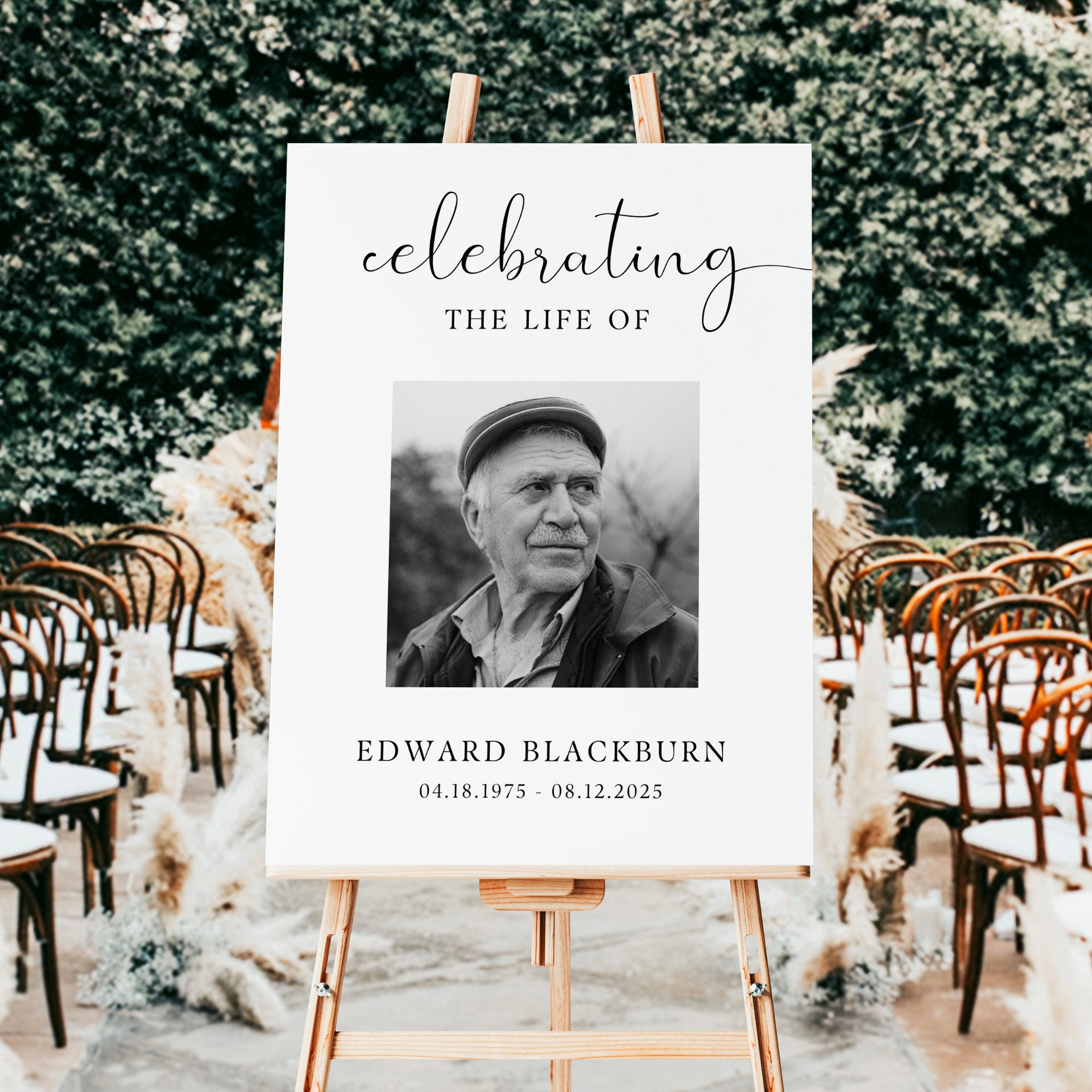 Minimal Funeral Welcome Sign, Obituary Memory Board, Printable Memorial ...