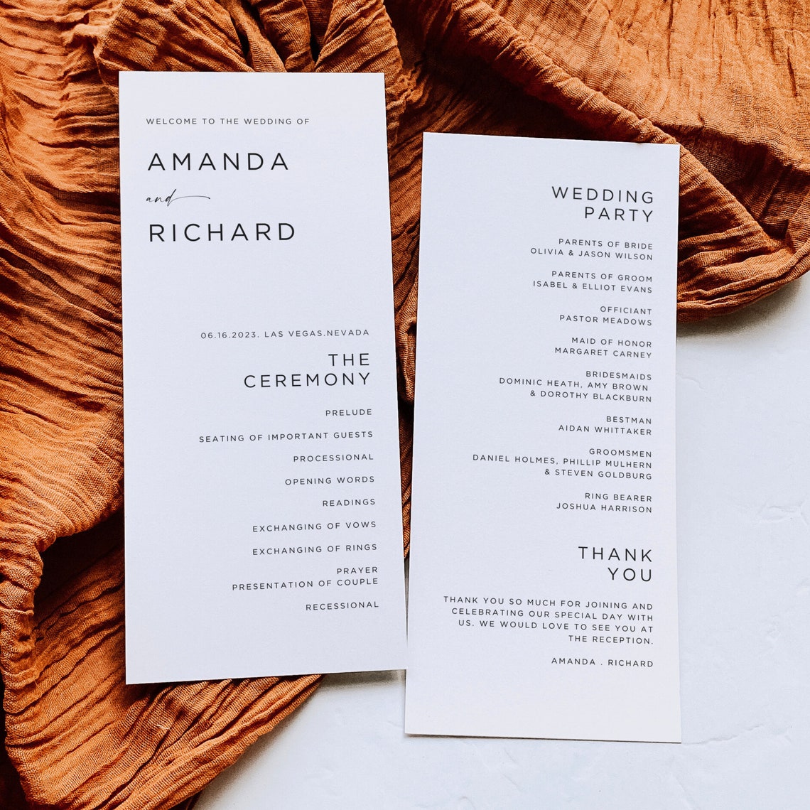 Elegant Wedding Program Template, Wedding Itinerary Program, Minimalist ...