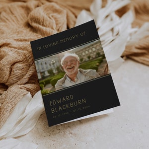 Masculine Funeral Program for Man, Obituary Template, Memorial ...