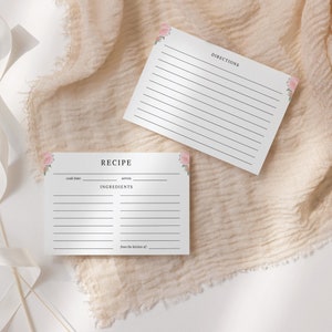 Floral Recipe Cards Template, Bridal Shower Recipe, Editable Recipe ...