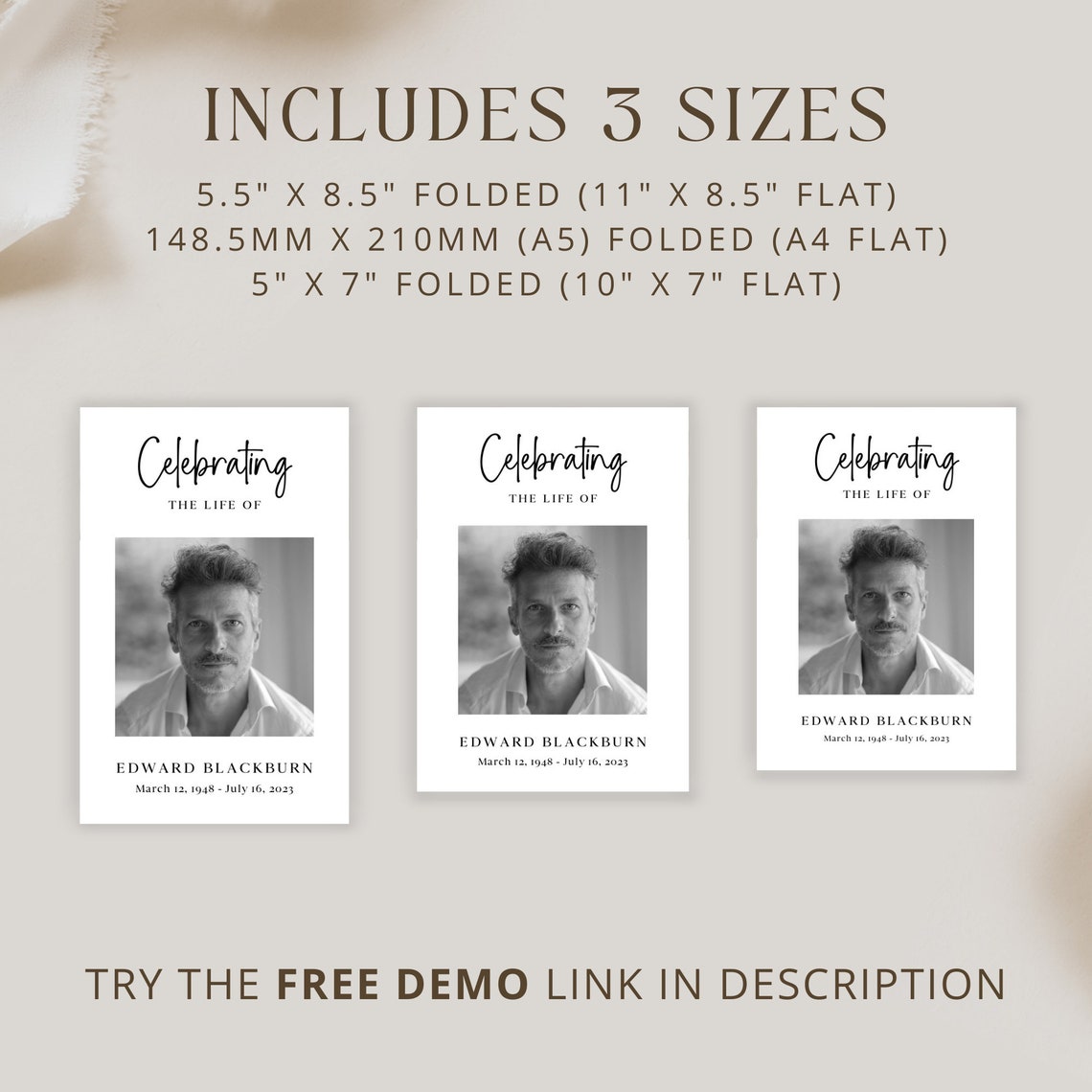 Minimalist Funeral Program Template Simple Obituary Template Memorial ...