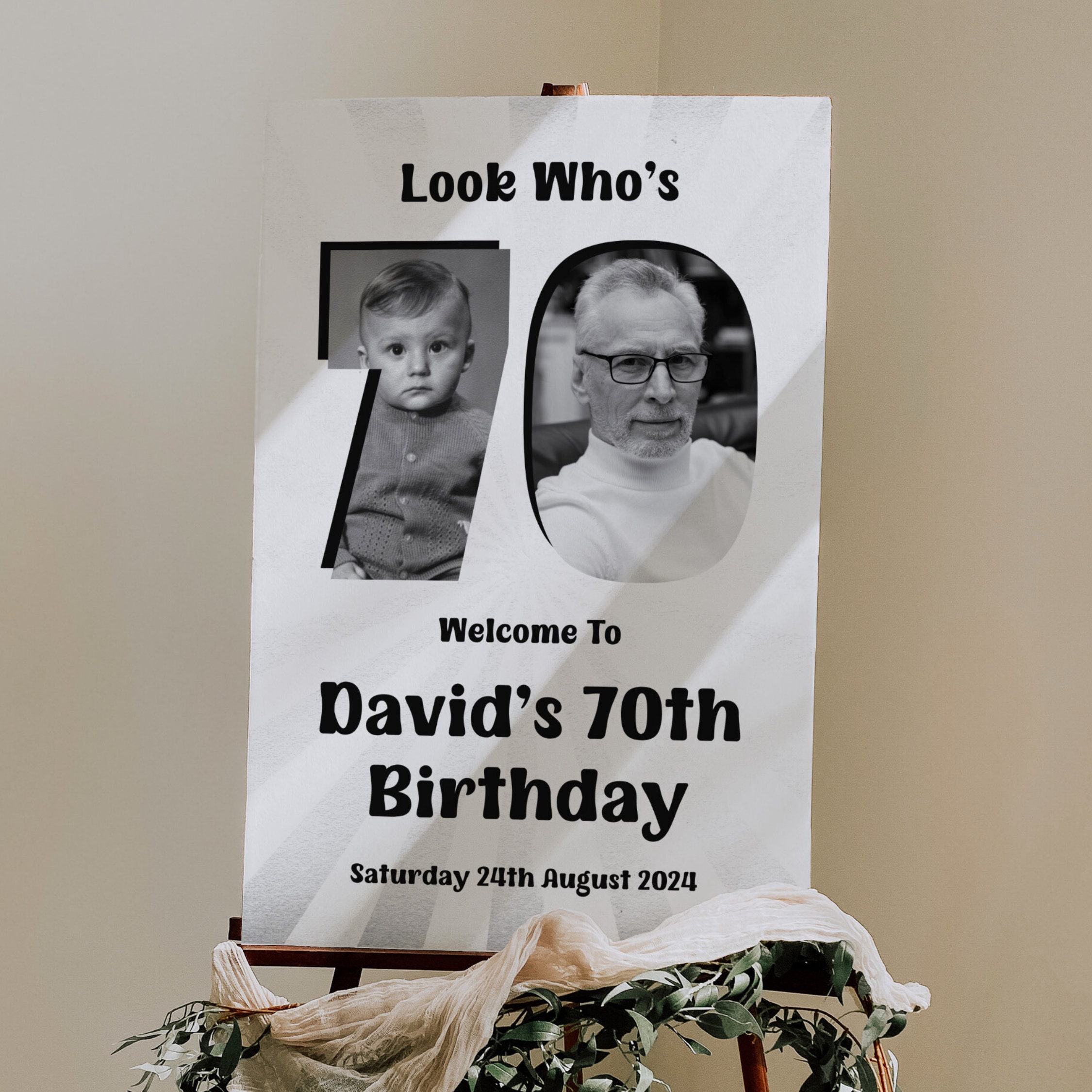 Retro 70th Birthday Welcome Sign, Seventieth Poster With Photo, Look ...