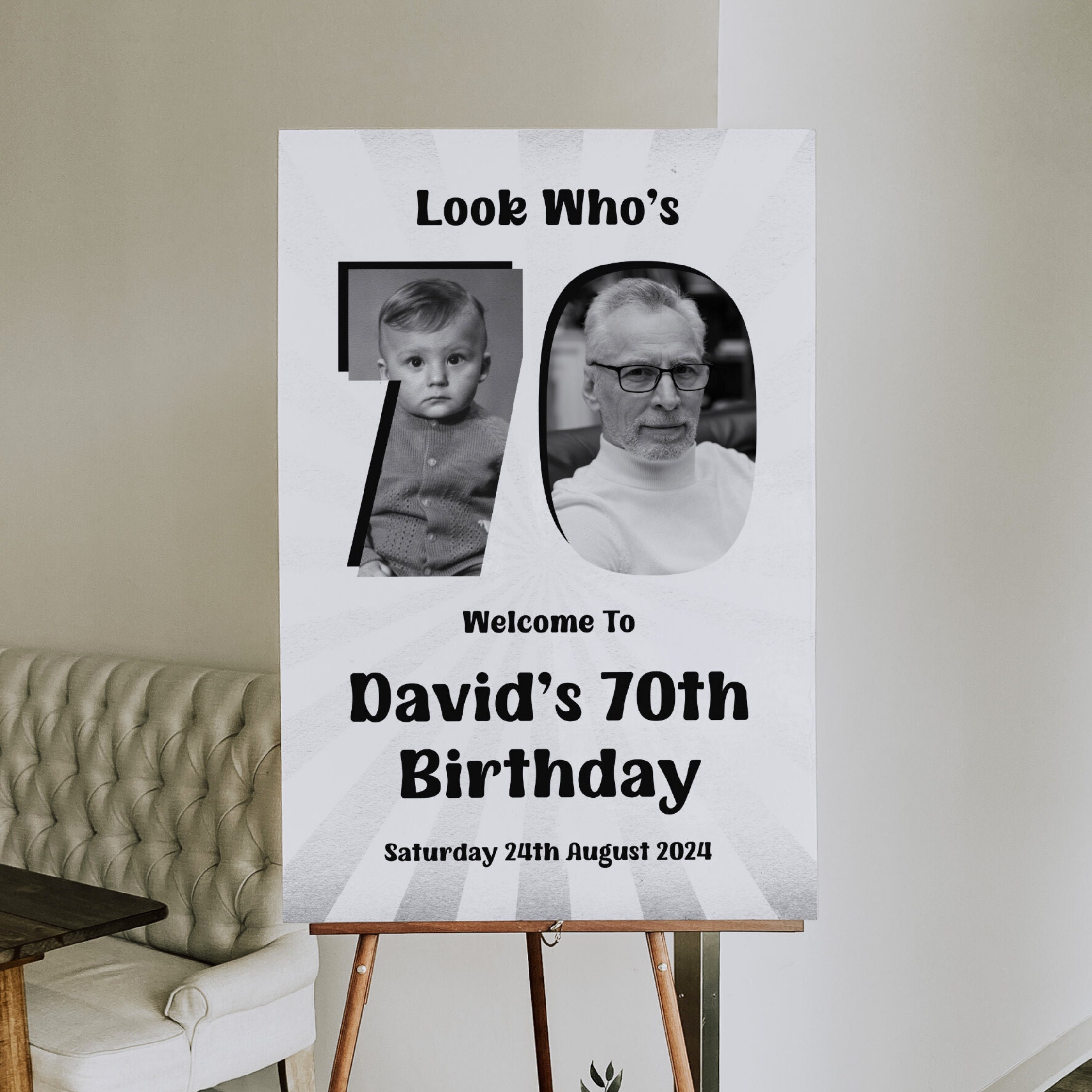 Retro 70th Birthday Welcome Sign, Seventieth Poster With Photo, Look ...