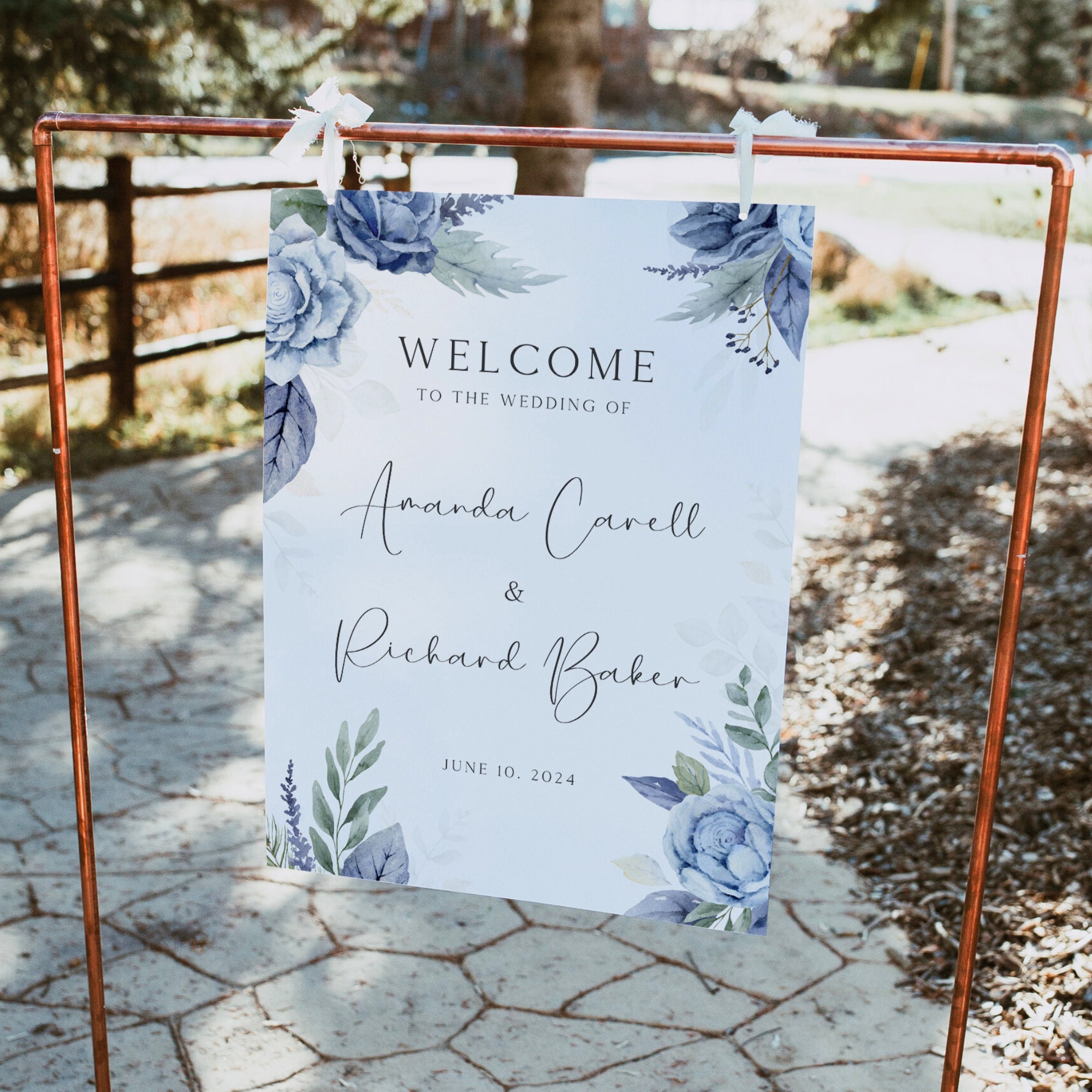 Blue Wedding Sign Template, Dusty Signage for Bride and Groom, Welcome ...