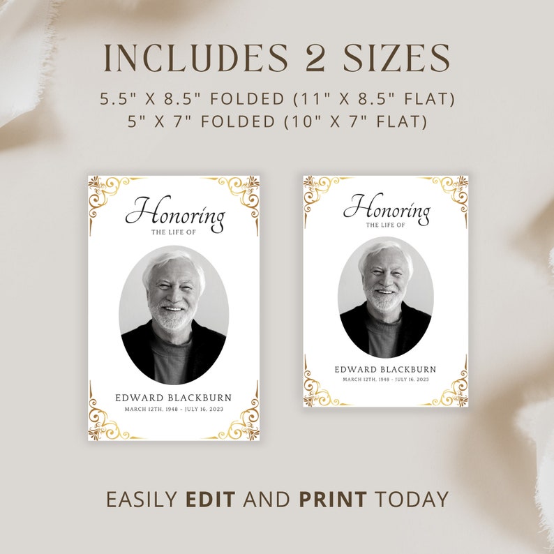 Modern Funeral Program Template Honoring the Life Of - Etsy UK