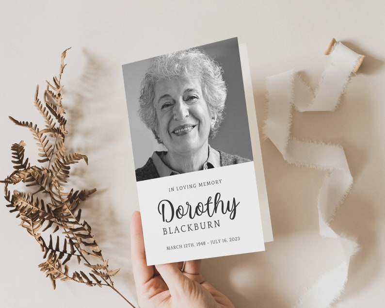 Minimal Funeral Program Template Memorial Service Booklet in - Etsy