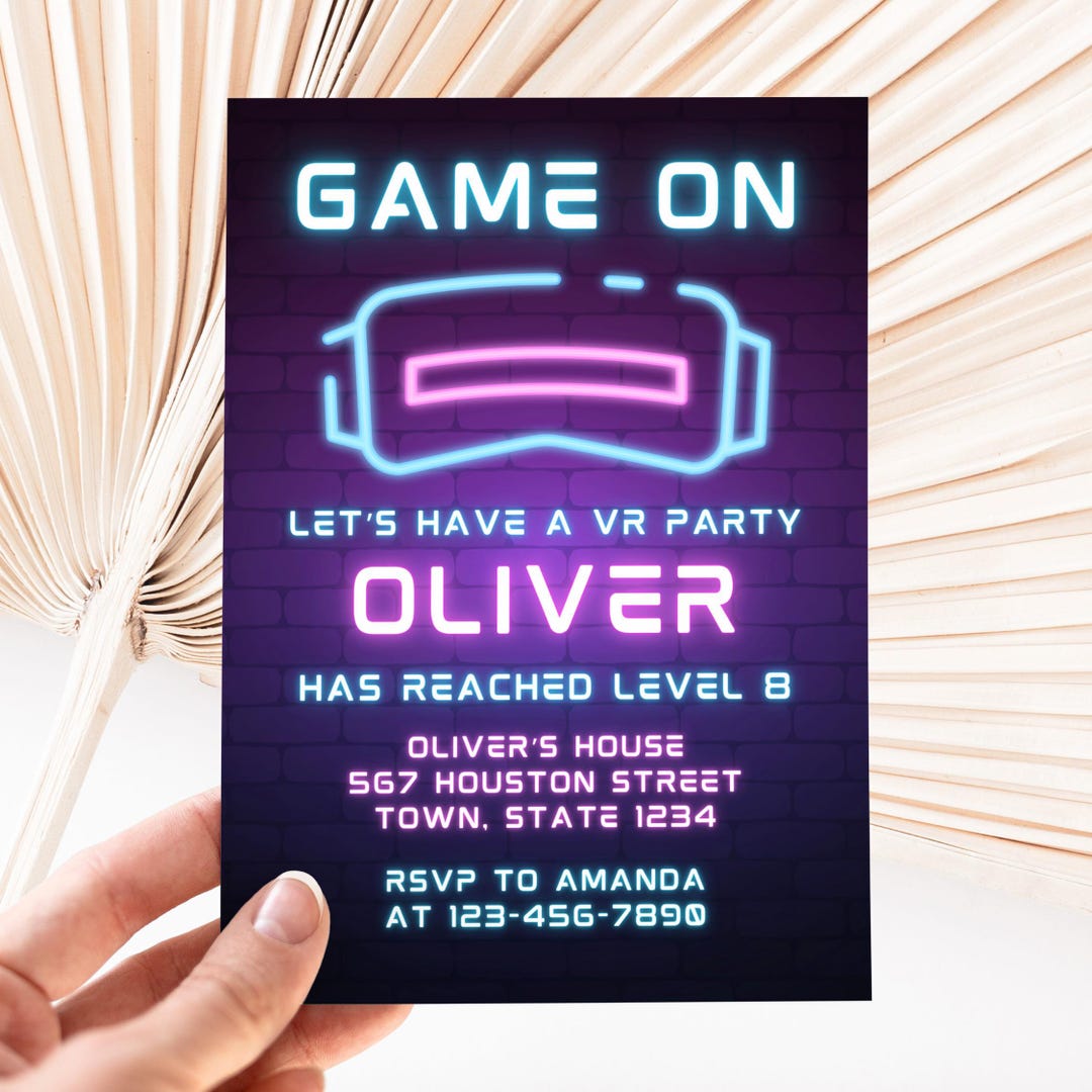 Virtual Reality Birthday Invitation Template, VR Boys Birthday Invite ...
