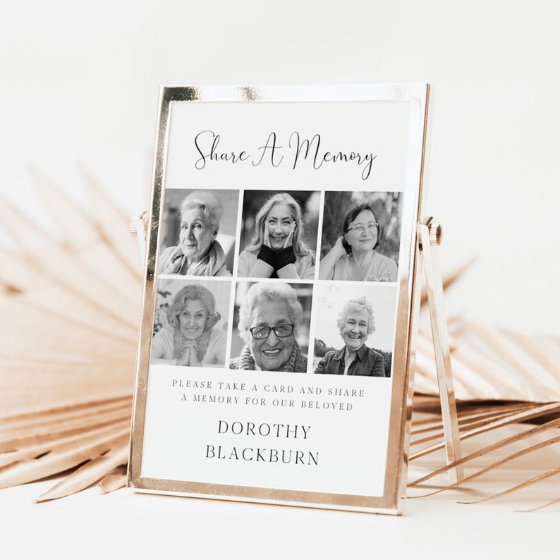 Minimal Share A Memory Sign, Printable Cards, in Loving Memory ...