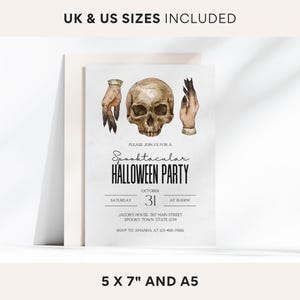 Skull Halloween Invitation Template, Gothic Halloween Party Invite ...