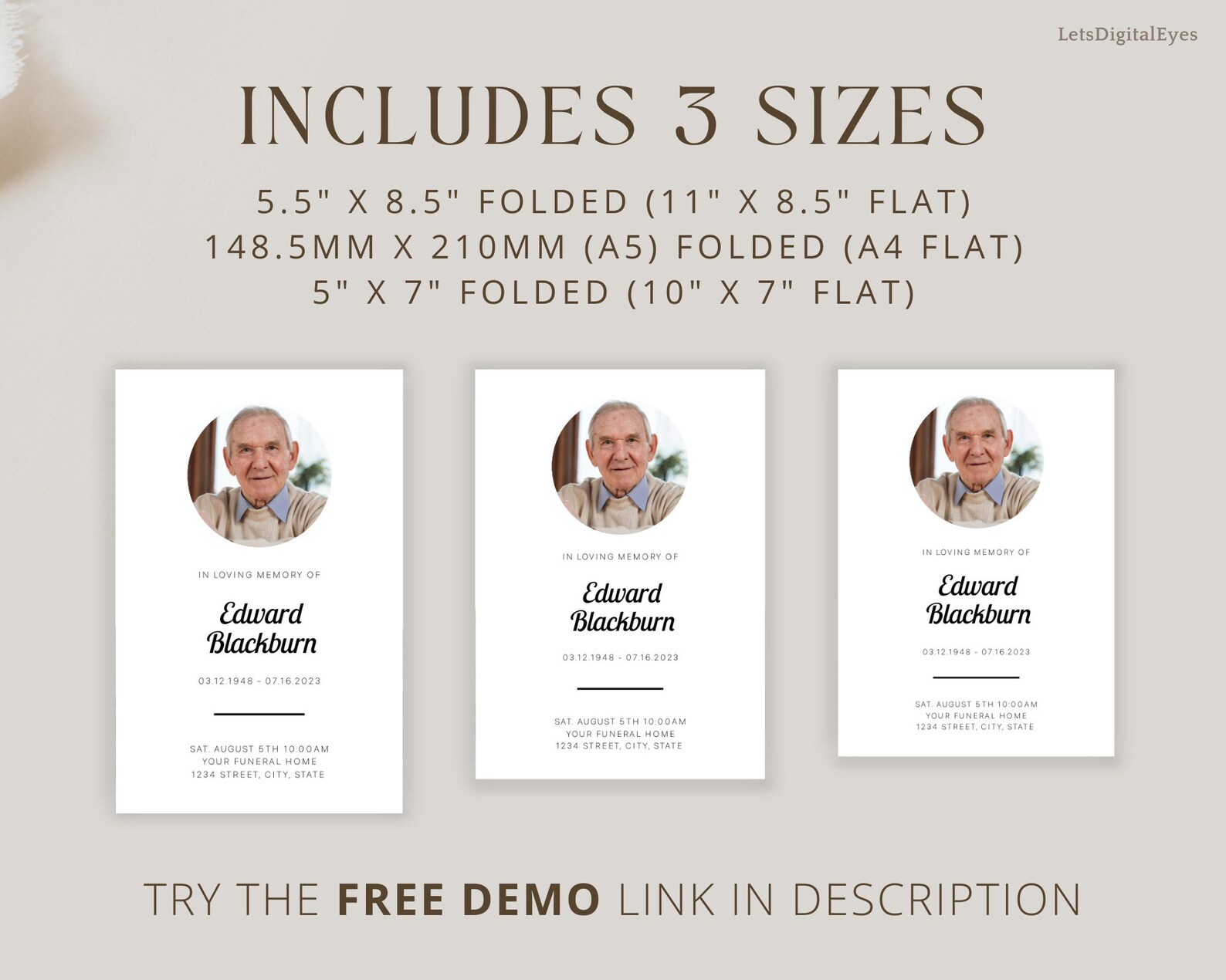 Basic Funeral Program Template Simple Memorial Service - Etsy UK