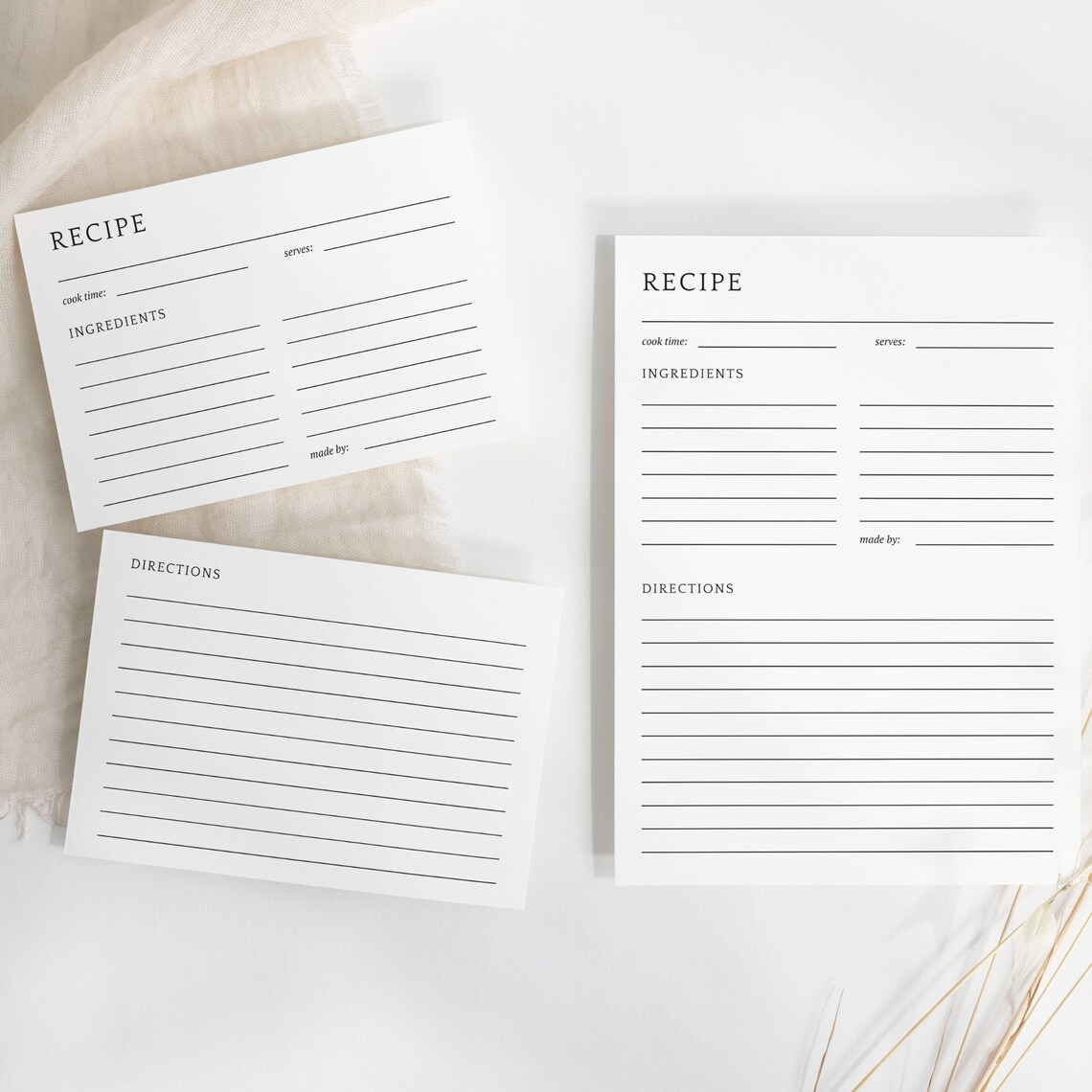 Editable Recipe Template Double Sided Card, Printable Baking Template ...