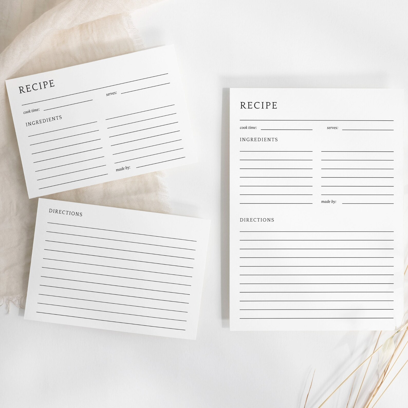 Editable Recipe Template Double Sided Card, Printable Baking Template ...