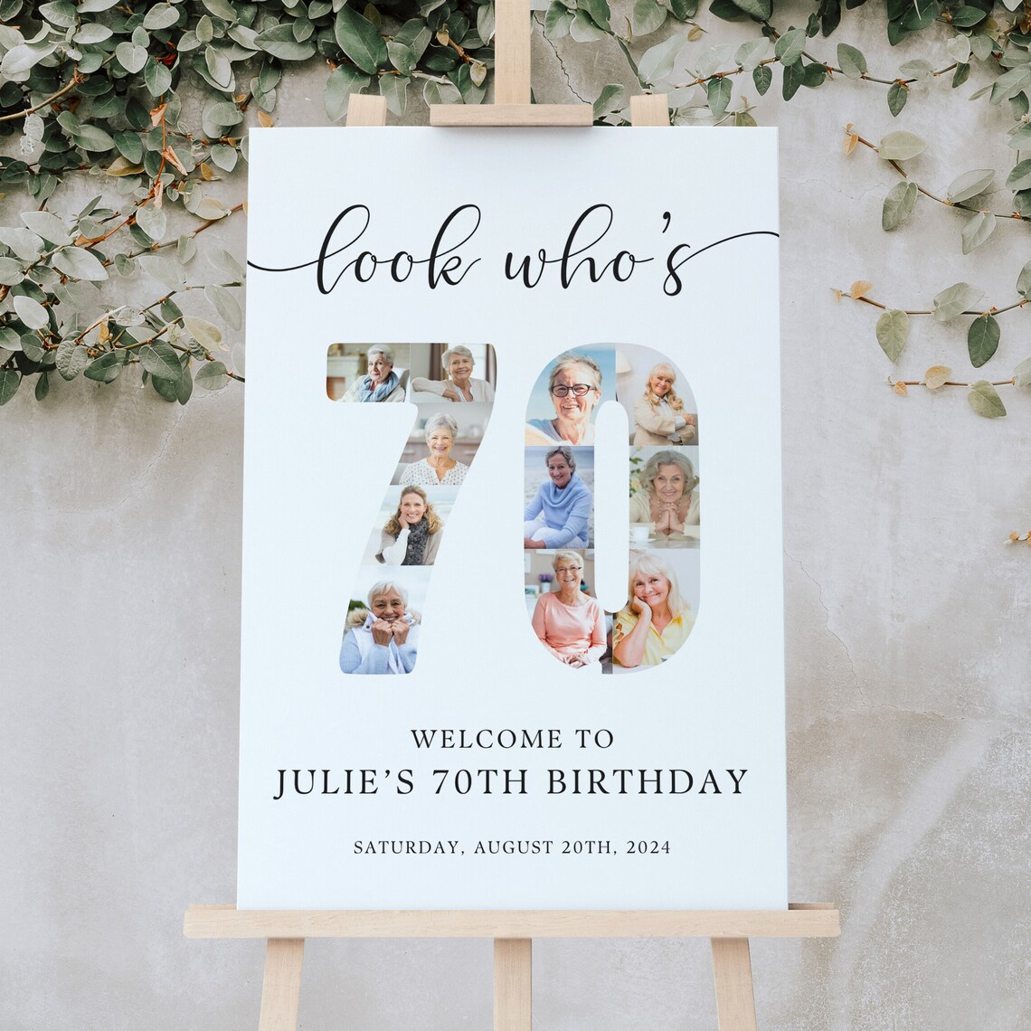 Minimalist 70th Birthday Collage Poster, Look Who's Turning Seventy ...