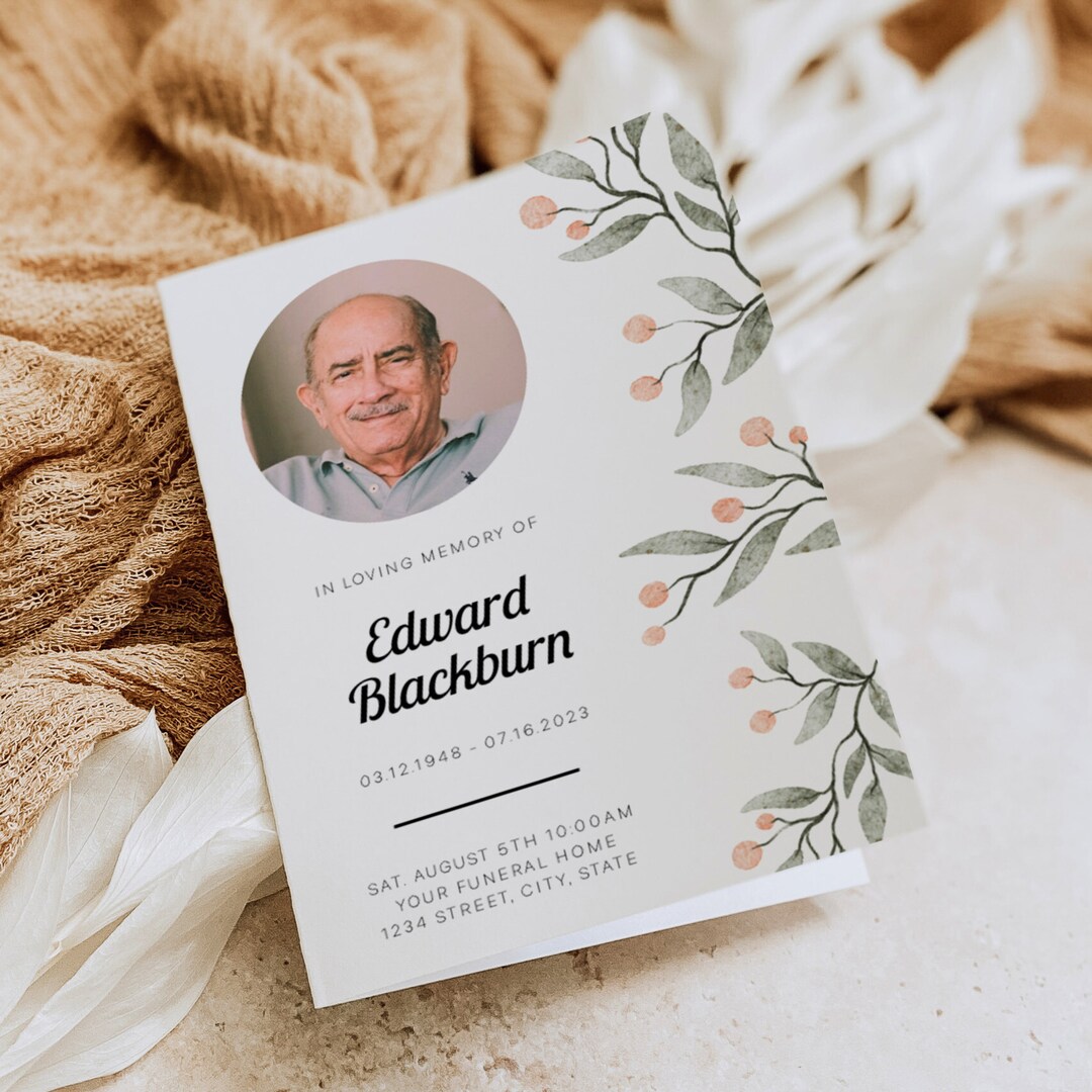 Printable Funeral Program Template Floral Order of Service Memorial ...