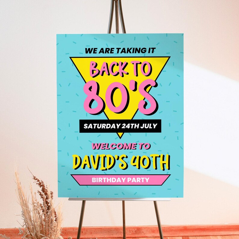 Back to the 80s Party Sign, 80s Birthday Welcome Poster, 80s Theme ...