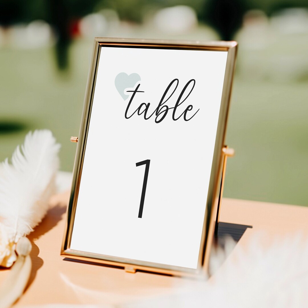 Sage Green Wedding Table Numbers, Boho Tabletop Signage, Printable ...