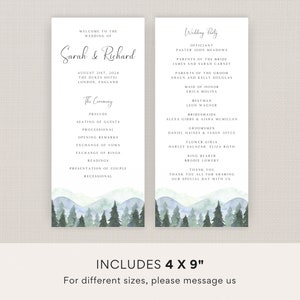 Forest Wedding Program Template, Countryside Ceremony, Order of Service ...