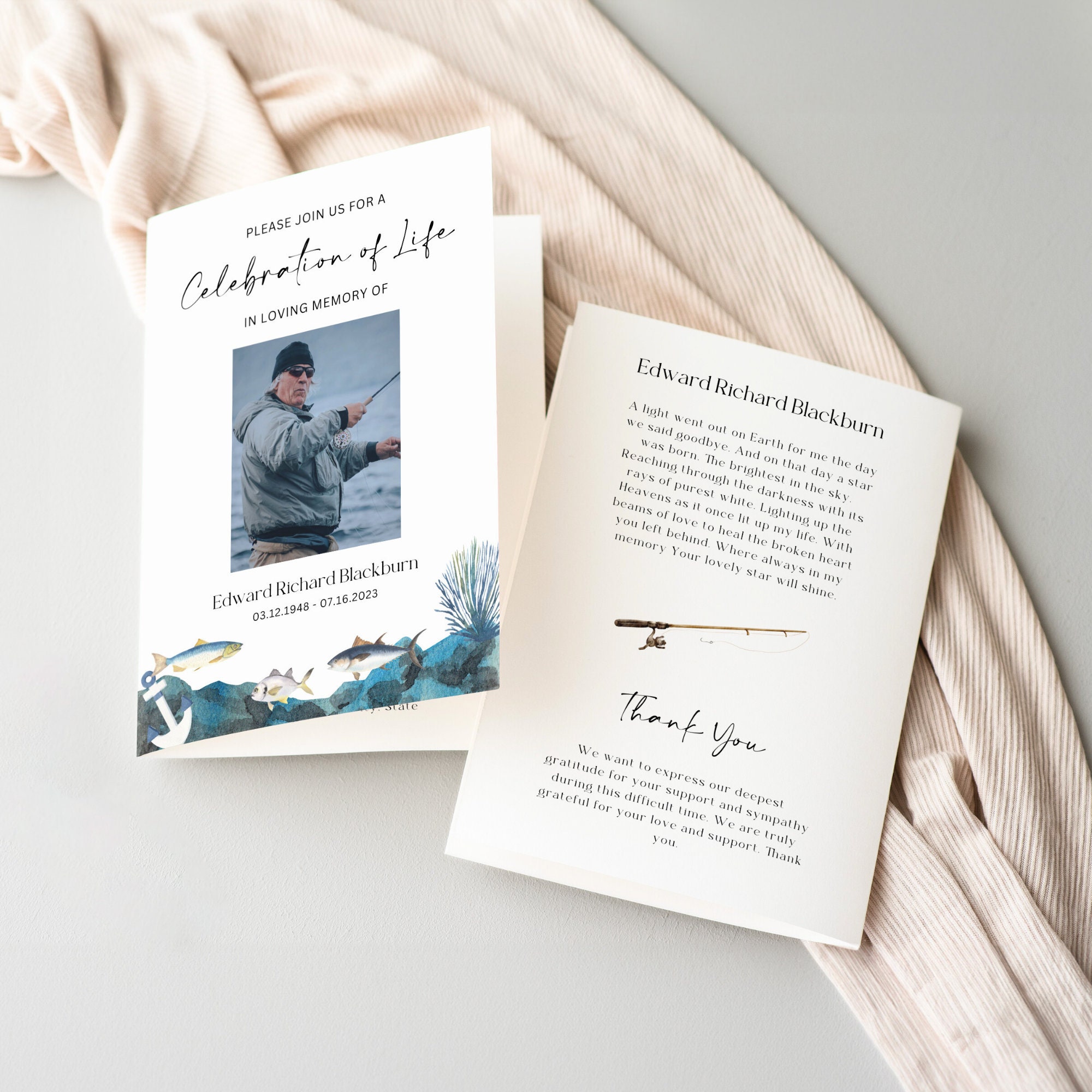 Fishing Funeral Program Template for Man Memorial Service - Etsy Australia