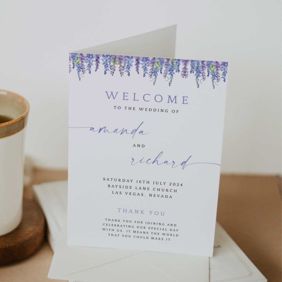 Lavender Wedding Program Template, Floral Editable, Templett Instant ...